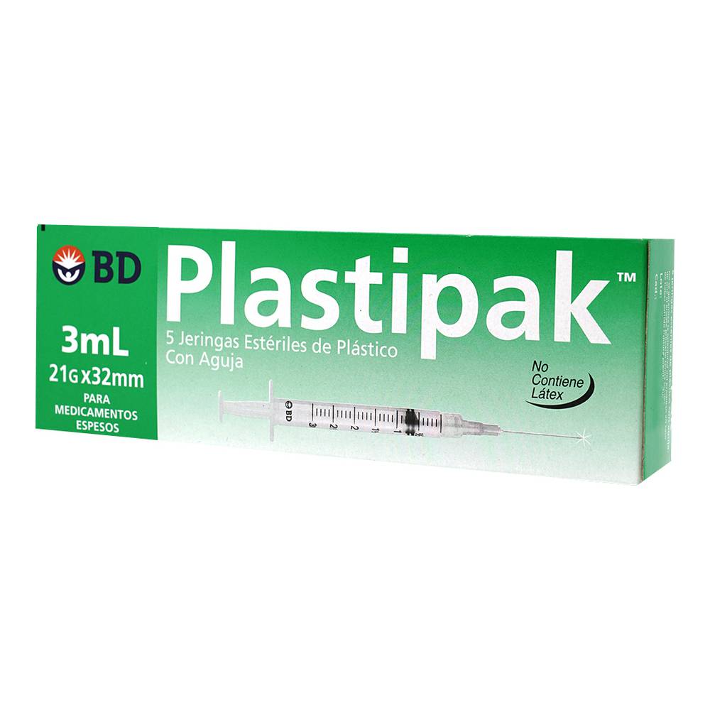 Jeringa Desechable BD 3 Ml 21 G X 32 Mm 5 Piezas – Farmacia Coyoacán