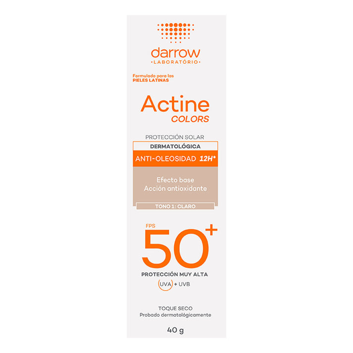 Protector Solar Darrow FPS 50+ Actine Colors Anti-Oleosidad Tono 1 Cla ...
