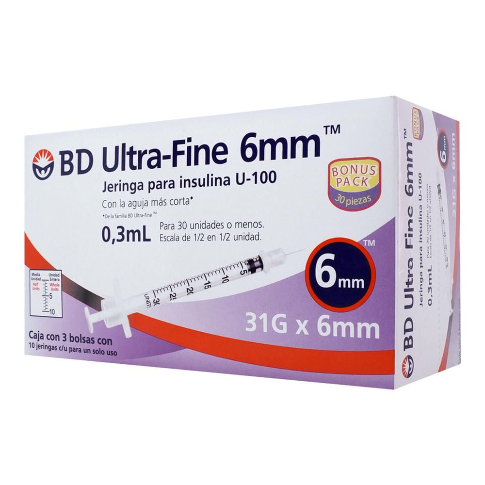 Jeringa Desechable Ultra Fine 0.3 Ml 31 G X 6 Mm 30 Piezas – Farmacia ...
