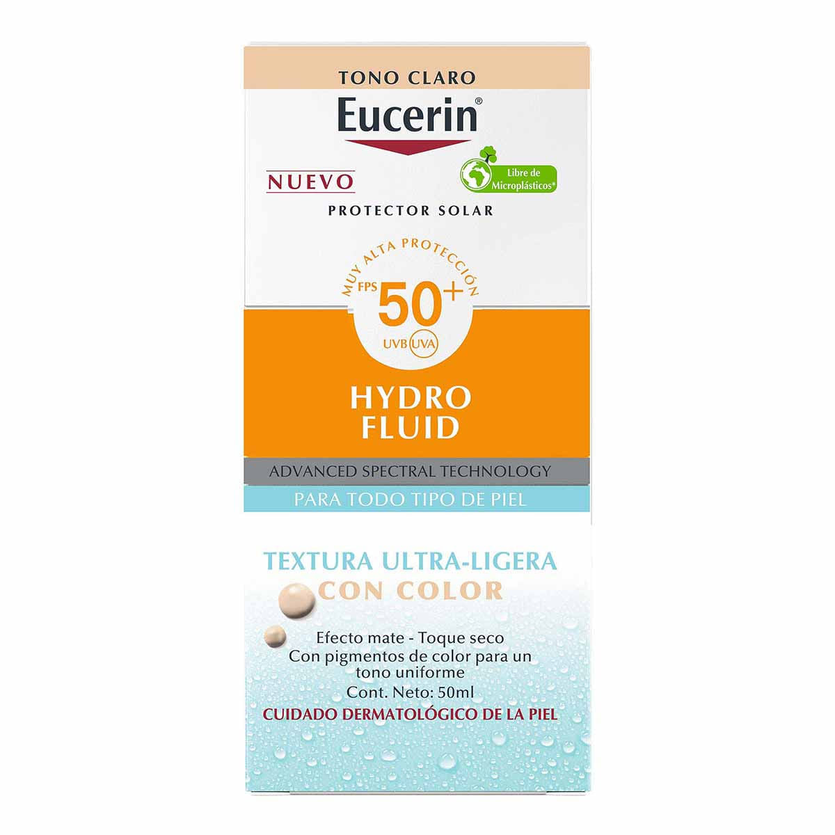 Eucerin Protector Solar FPS 50+ Hydro Fluid Con Color Tono Claro 50 ml ...