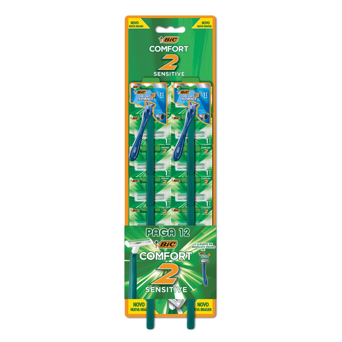 Bic Comfort 2 Sensitive 12 Rastrillos + 2 Rastrillos Comfort Advance 3 ...