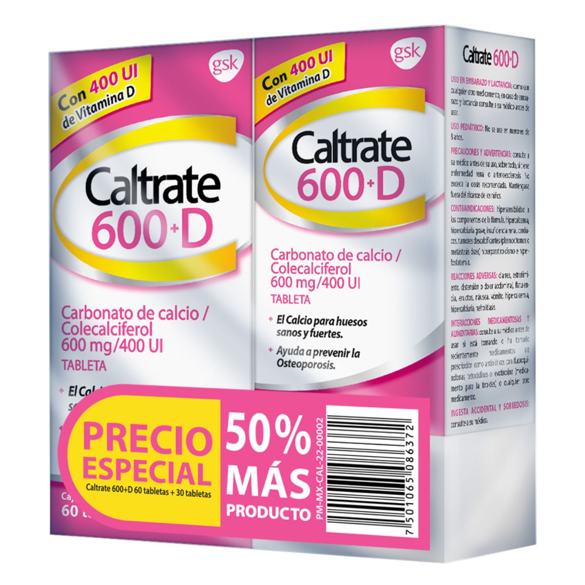 Caltrate 600+D 60 Tabletas + 30 Tabletas Gratis – Farmacia Coyoacán