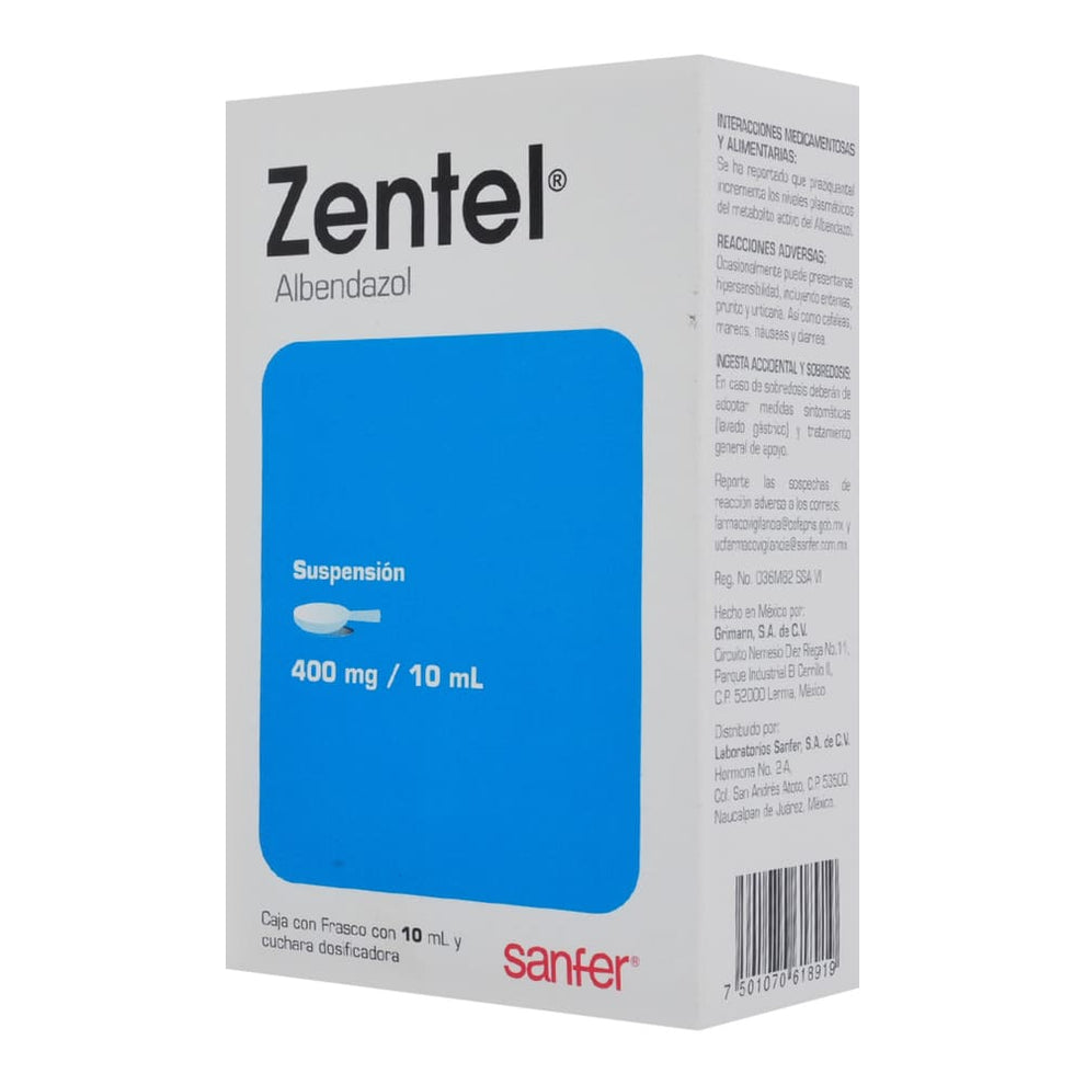 Zentel 400 Mg 10 Ml Suspensión – Farmacia Coyoacán