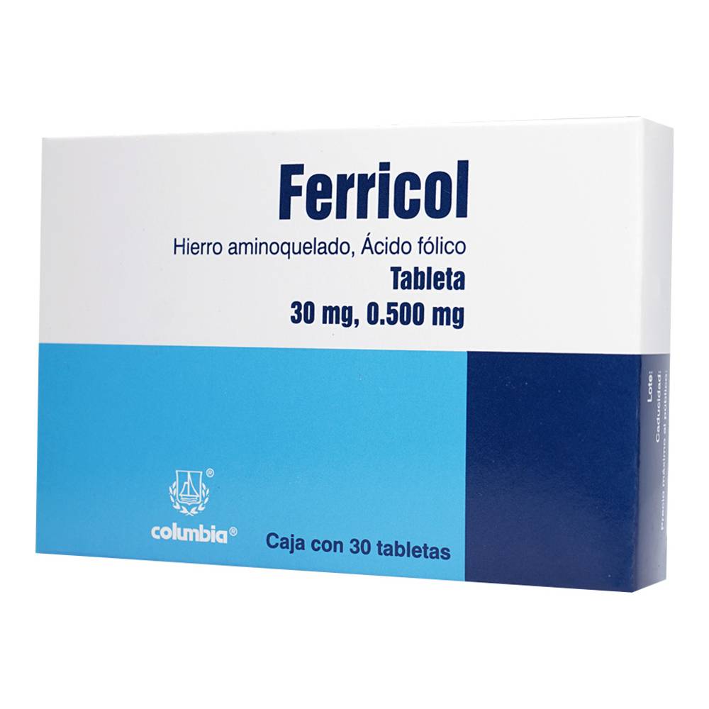 Ferricol 30 Mg/500 Mcg 30 Tabletas – Farmacia Coyoacán