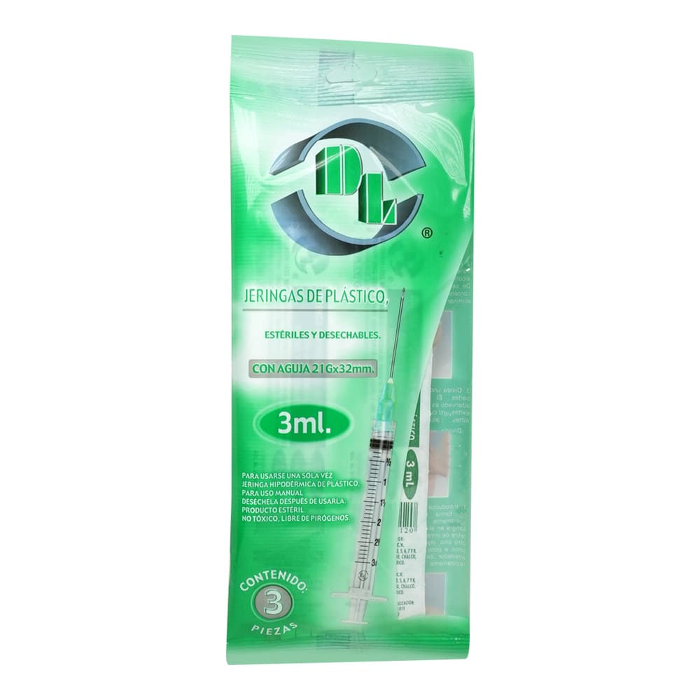 Jeringa Desechable Dl 3 Ml 21 G X 32 3 Piezas – Farmacia Coyoacán