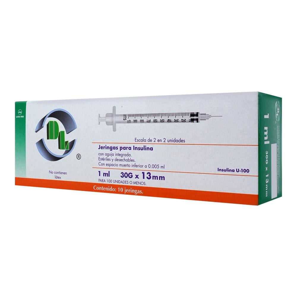 Jeringa Desechable Dl 1 Ml Insulina 30 G X 13 Mm 10 Piezas – Farmacia Coyoacán