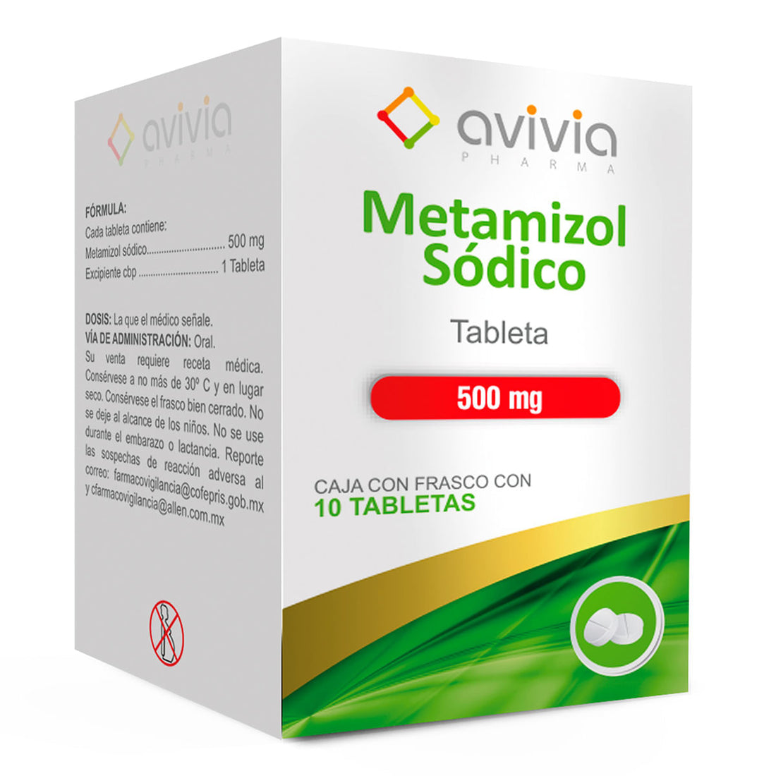 Metamizol Sódico 500 Mg 10 Tabletas Genérico Avivia – Farmacia Coyoacán