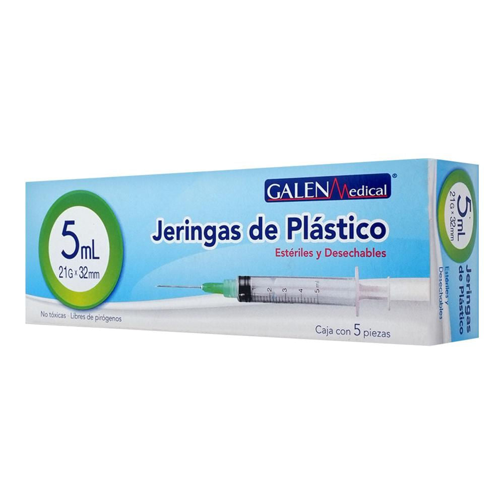 Jeringa Desechable Galen 5 Ml 21 G X 32 Mm 5 Piezas – Farmacia Coyoacán