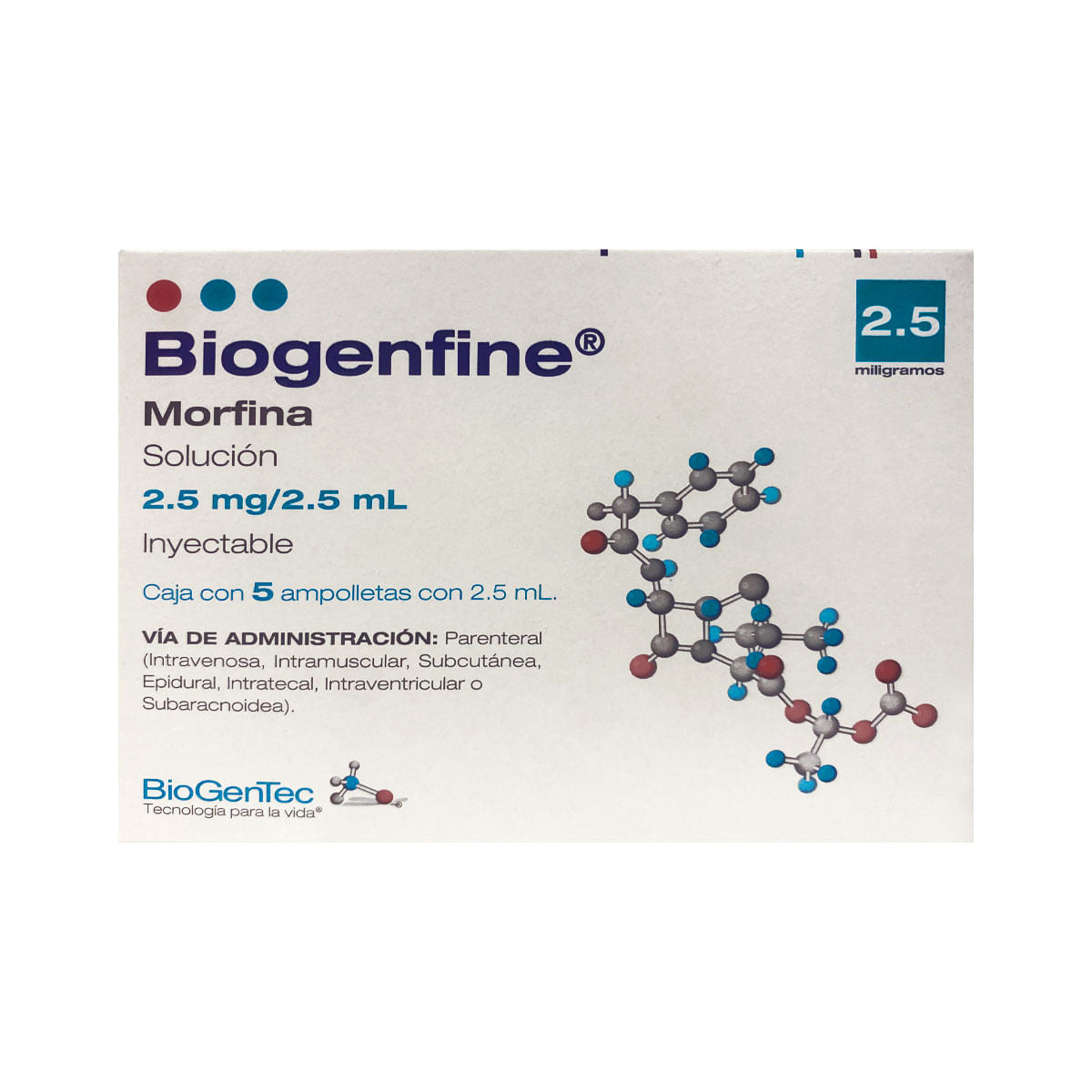 Biogenfine Morfina Solución 2.5 mg / 2.5 ml Inyectable Caja Con 5 Ampo ...