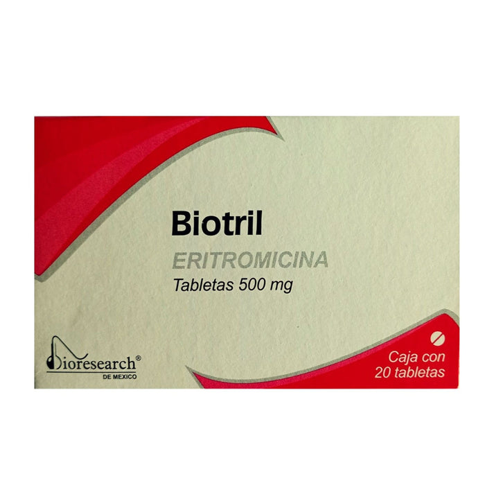 Eritromicina Biotril Bioresearch 500 mg Caja Con 20 Tabletas Genérico ...