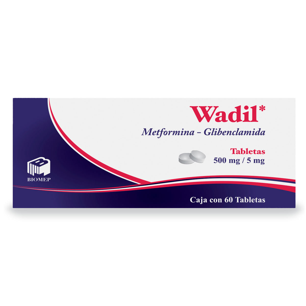 Wadil Metformina/Glibenclamida 500/5 Mg 60 Tabletas Genérico Com Biome ...