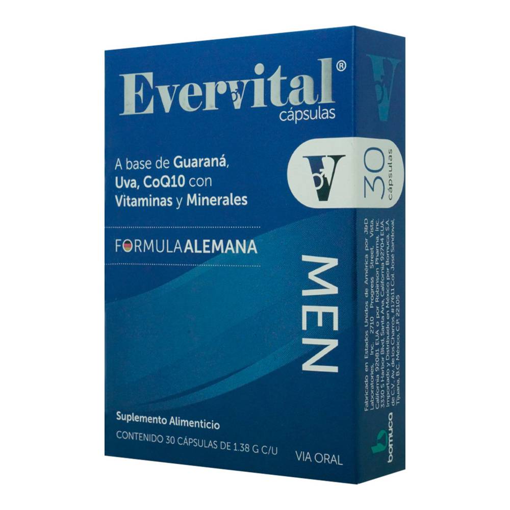 Evervital Men Suplemento Alimenticio 30 Cápsulas – Farmacia Coyoacán