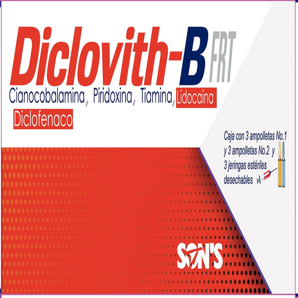 Diclovith-B Frt Cianocobalamina/Piridoxina/Tiamina/Lidocaína/Diclofena ...