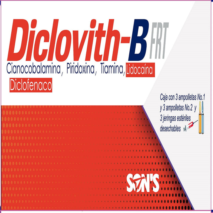 Diclovith-B Frt Cianocobalamina/Piridoxina/Tiamina/Lidocaína/Diclofena ...