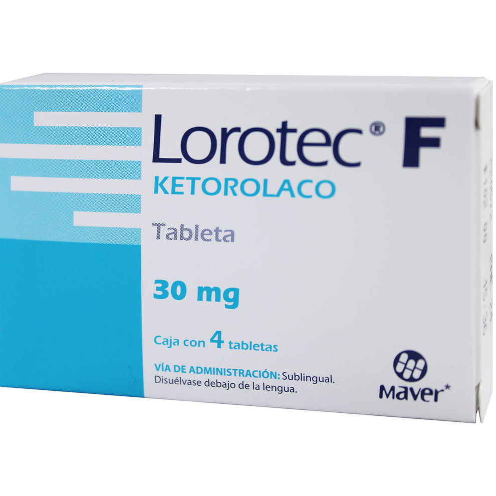 Lorotec F Ketorolaco 30 Mg 4 Tabletas Sublingual Genérico Maver ...
