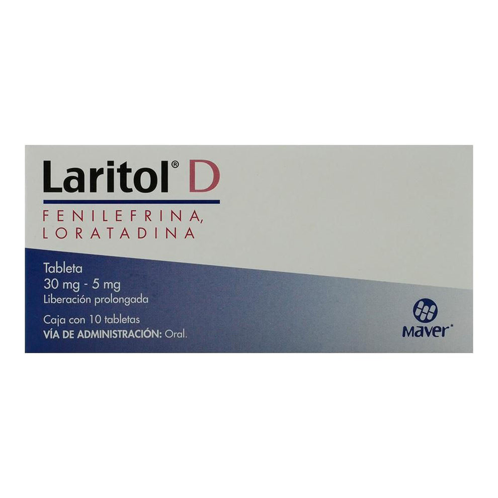 Laritol D Fenilefrina/Loratadina 30/5 Mg 10 Tabletas Genérico Maver ...