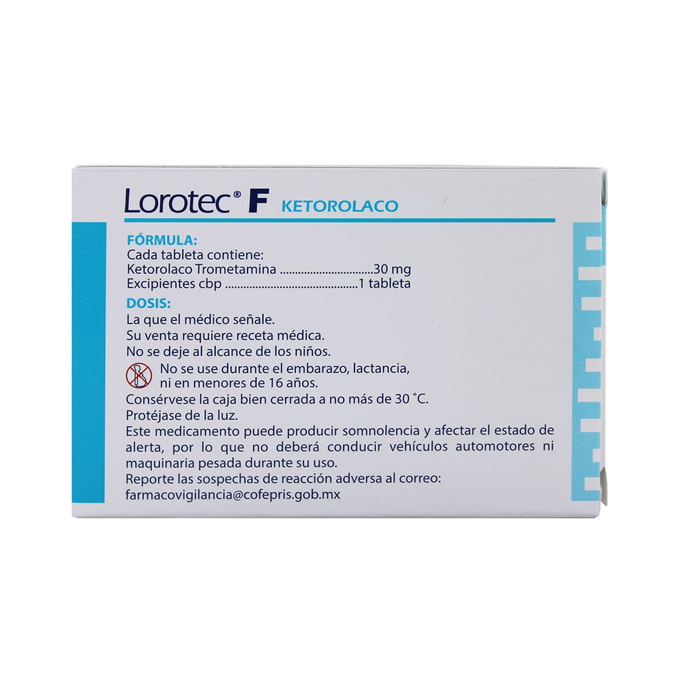 Lorotec F Ketorolaco 30 Mg 6 Tabletas Sublingual Genérico Maver ...