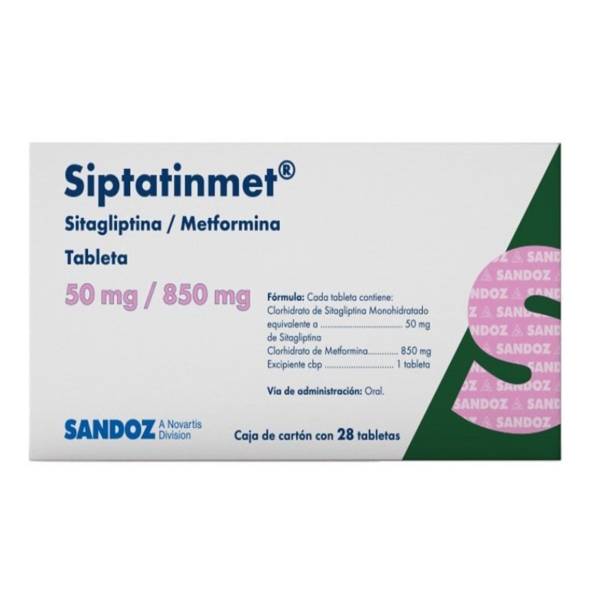 Siptatinmet Sitagliptina / Metformina 50 mg / 850 mg Caja Con 28 Table ...