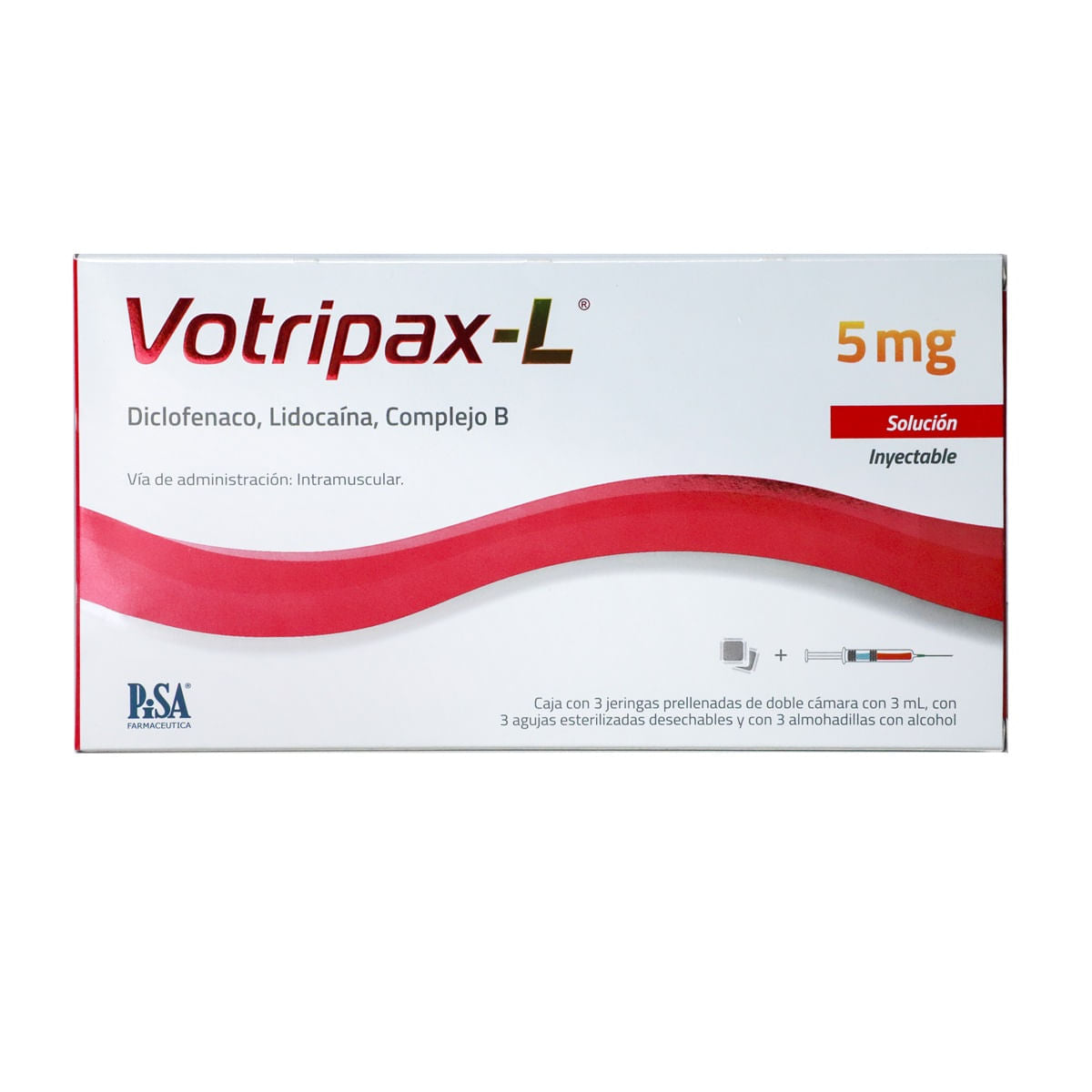 Votripax-L Diclofenaco, Lidocaína, Complejo B 5 mg Caja Con 3 Jeringas ...