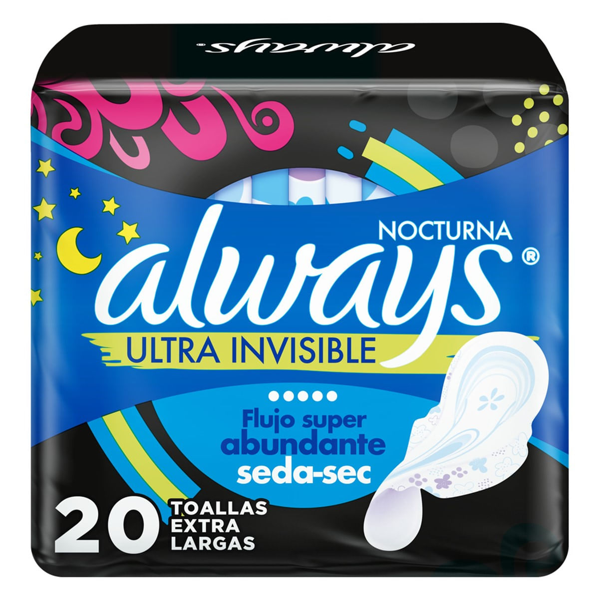 Always Nocturna Toallas Femeninas Ultra Invisibles Suave 20 Unidades ...