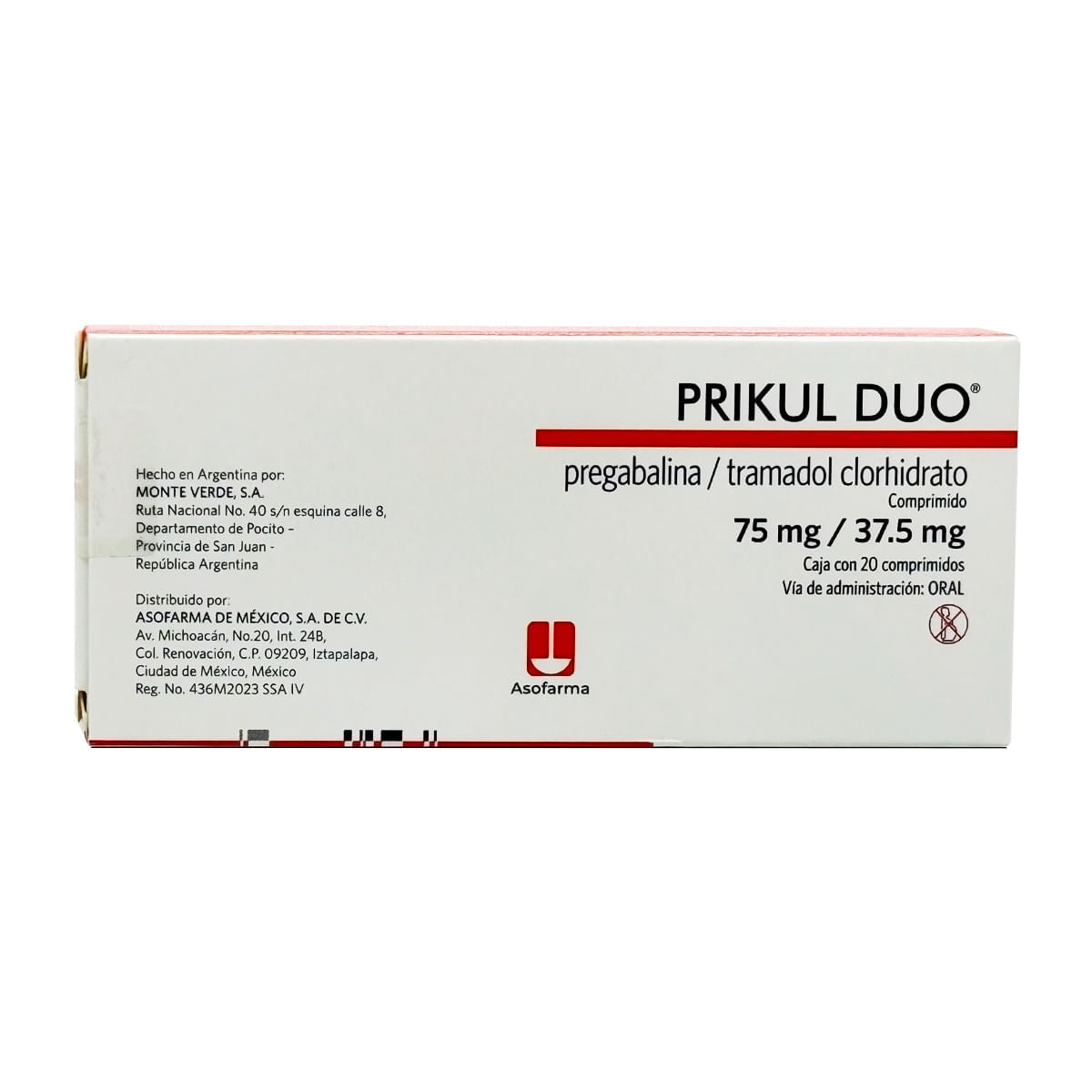 Prikul Duo Pregabalina / Tramadol Clorhidrato 75 mg / 37.5 mg Caja Con ...