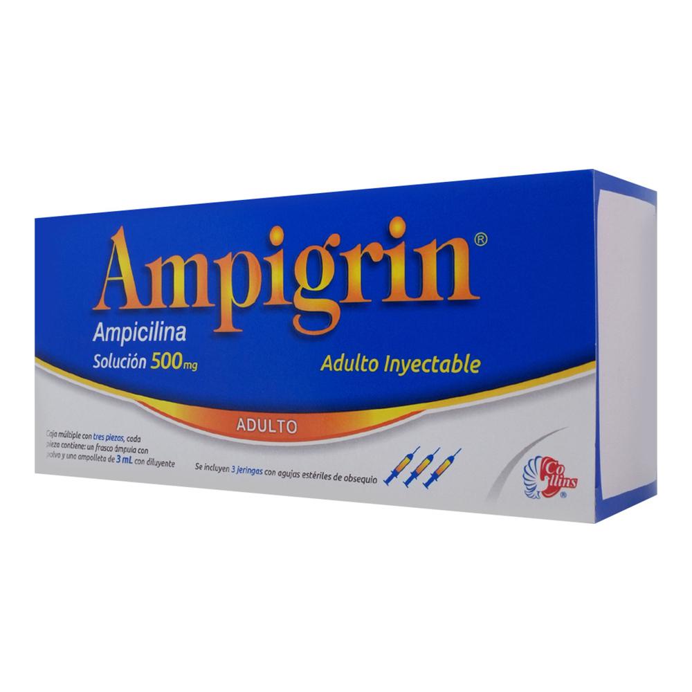 Ampigrin 500 Mg Frasco Ámpula Adulto 3 Ampolletas 3 Ml Genérico Collin ...